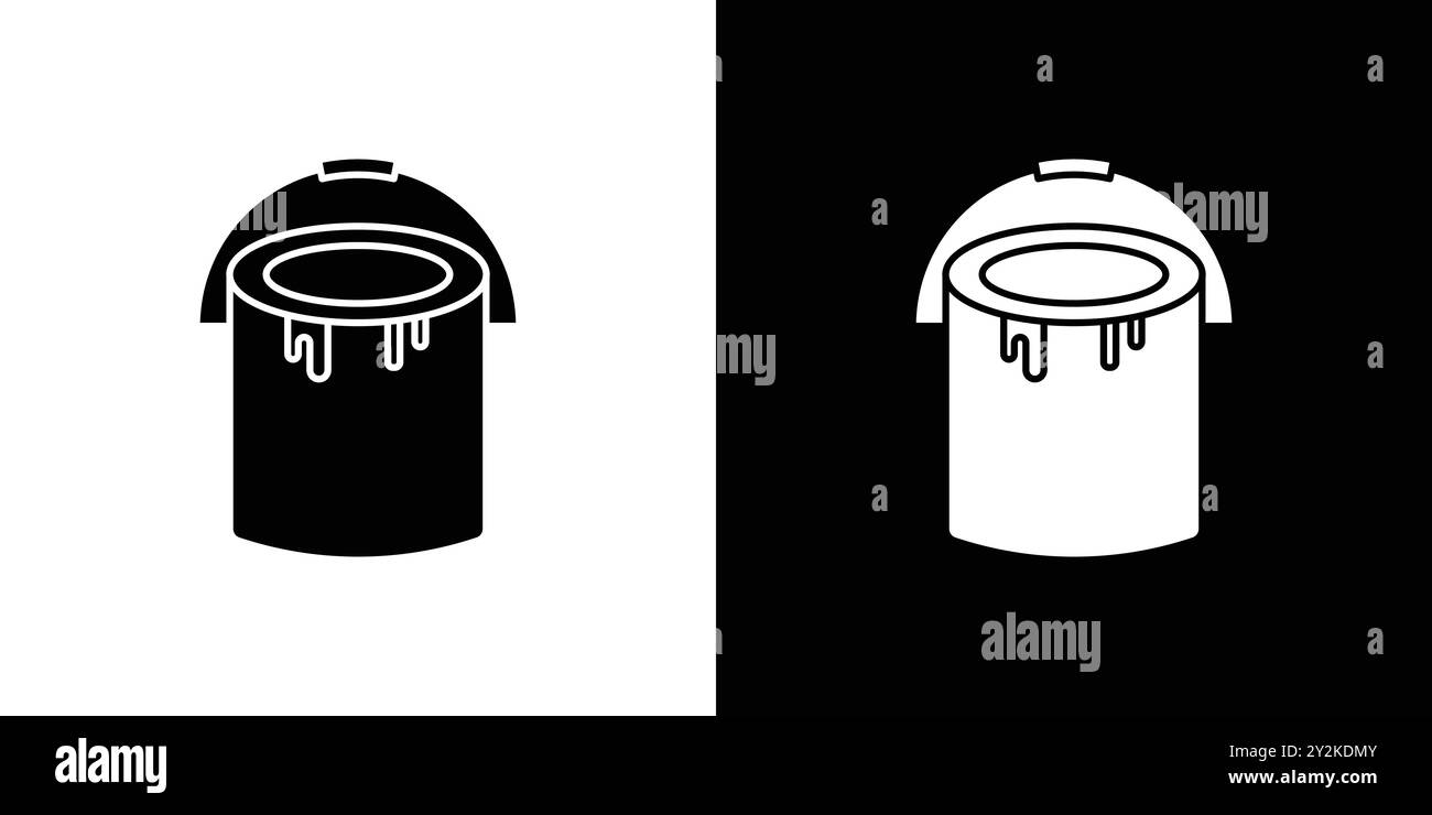 paint bucket icon linear logo mark set collection in black and white ...