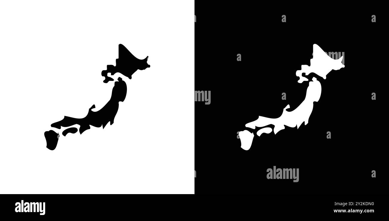 Japan map icon linear logo mark set collection in black and white for ...
