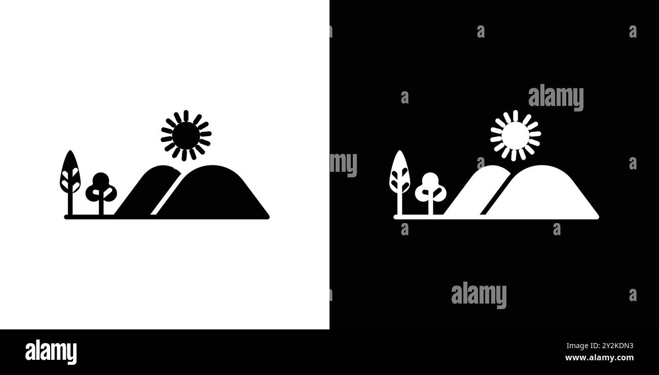 hills icon linear logo mark set collection in black and white for web Stock Vector Image & Art ...