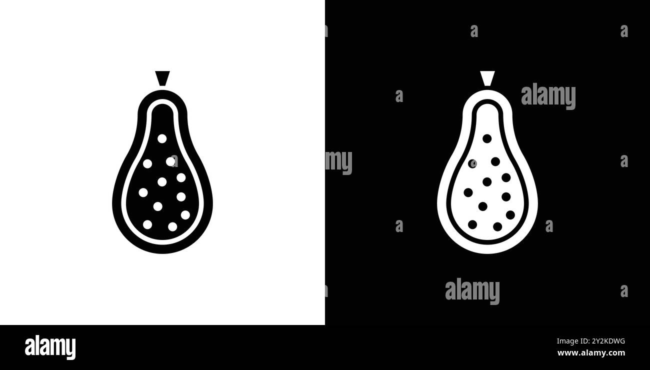 Papaya icon linear logo mark set collection in black and white for web ...