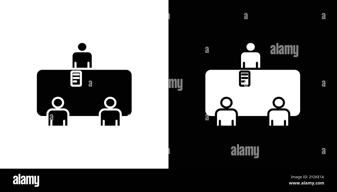 Job interview icon linear logo mark set collection in black and white ...