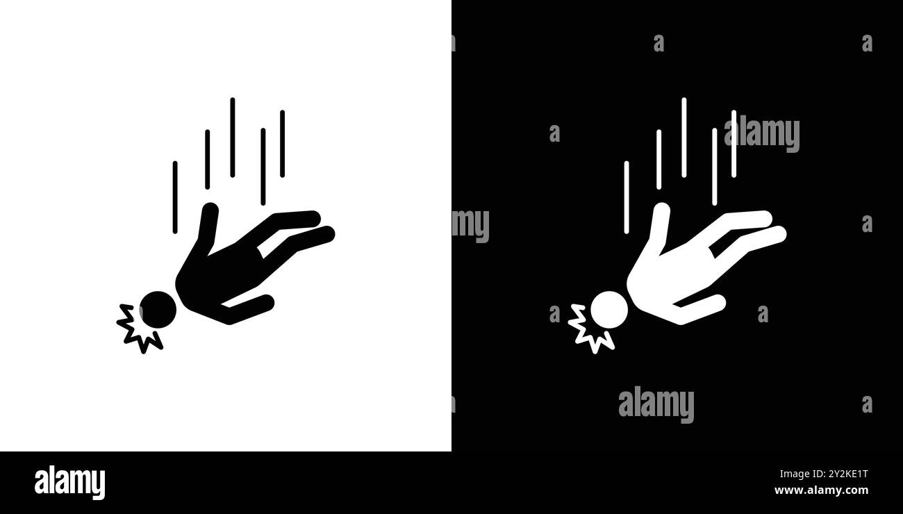 man fall down icon linear logo mark set collection in black and white ...
