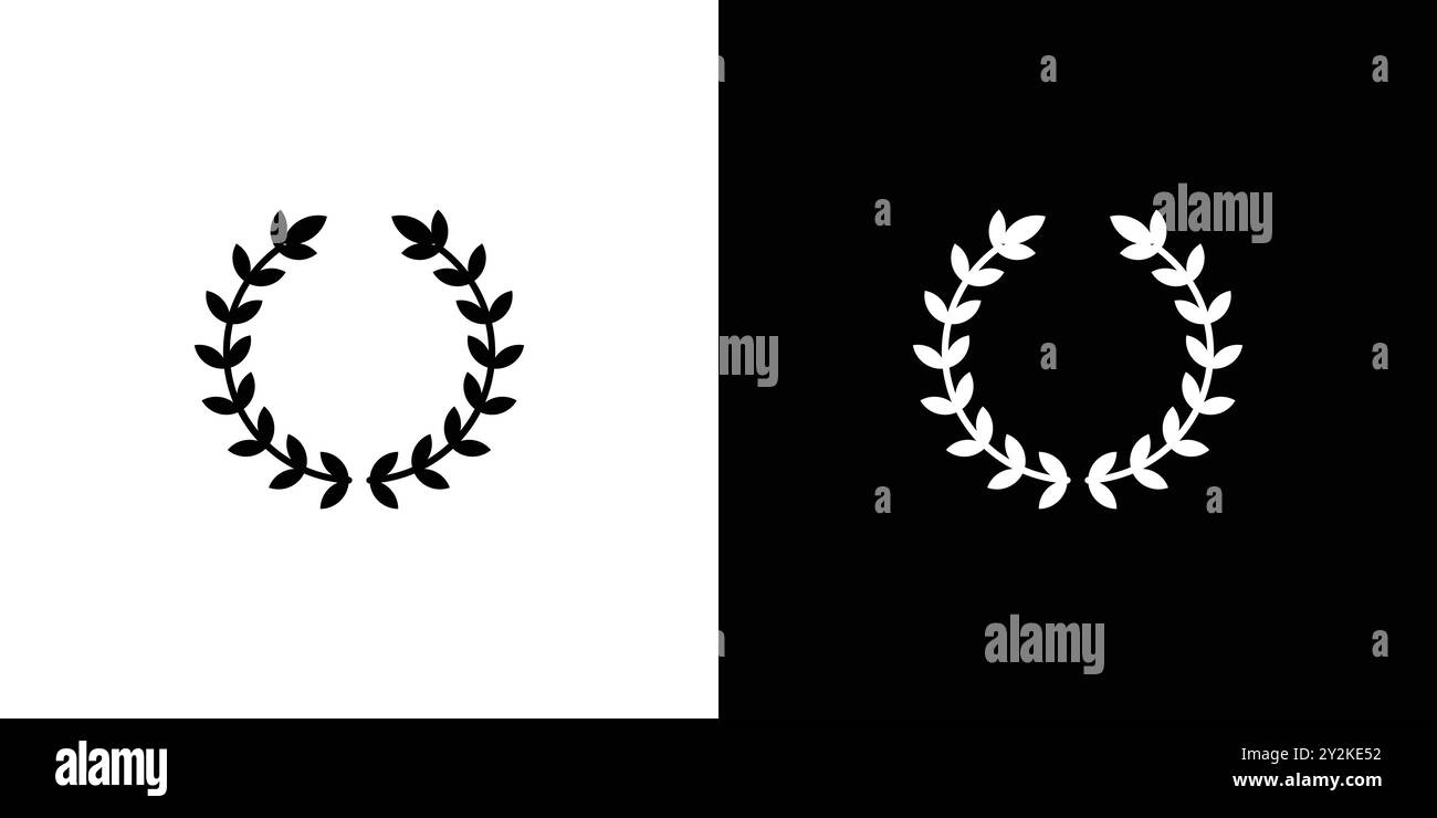 laurel wreath icon linear logo mark set collection in black and white ...