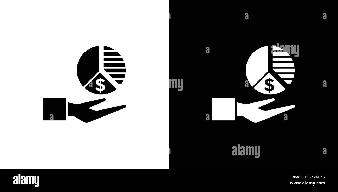 Market share icon linear logo mark set collection in black and white ...