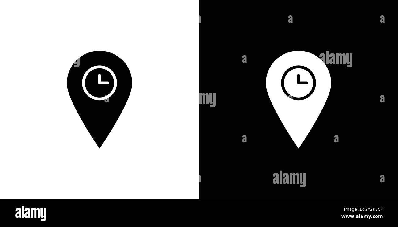 Real time location icon linear logo mark set collection in black and ...