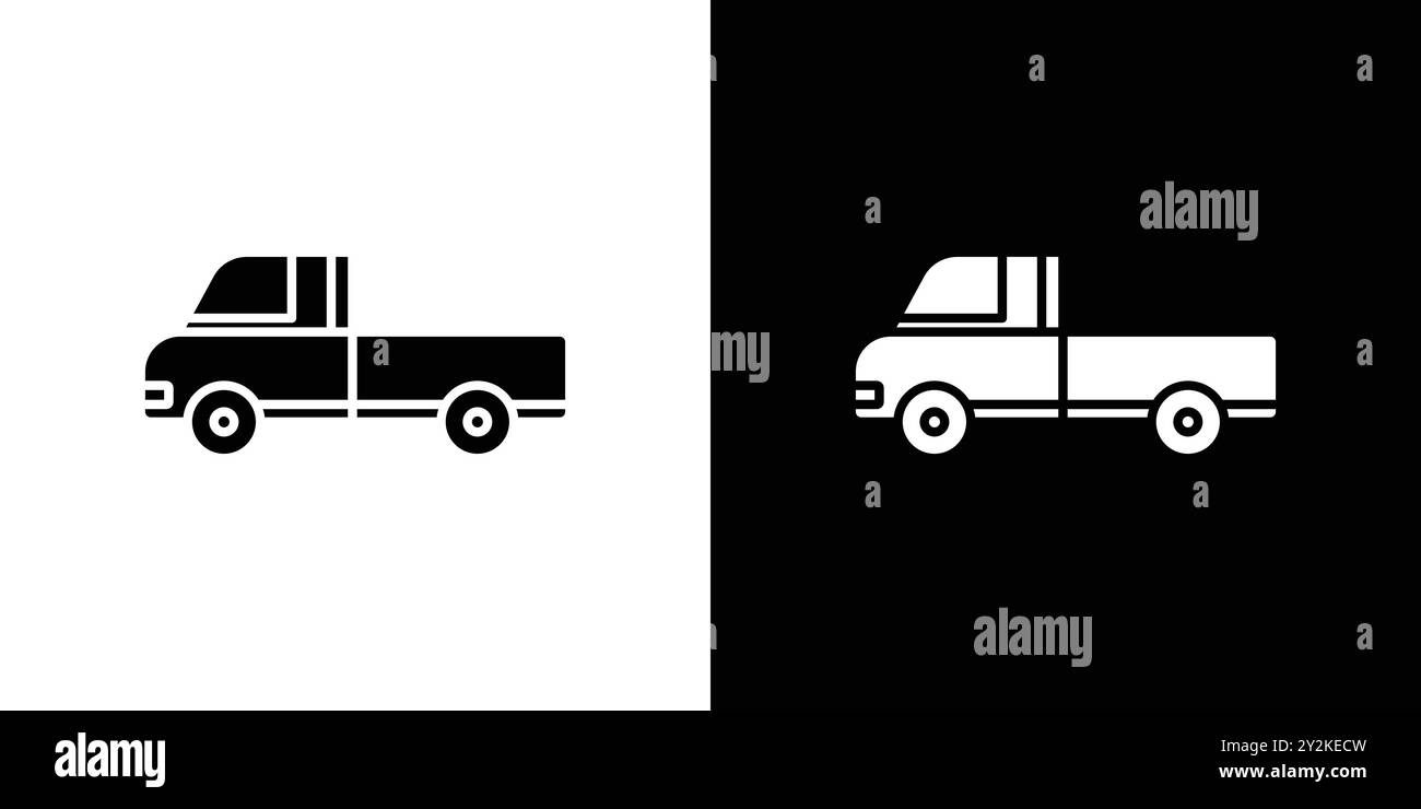 Pickup truck icon linear logo mark set collection in black and white ...