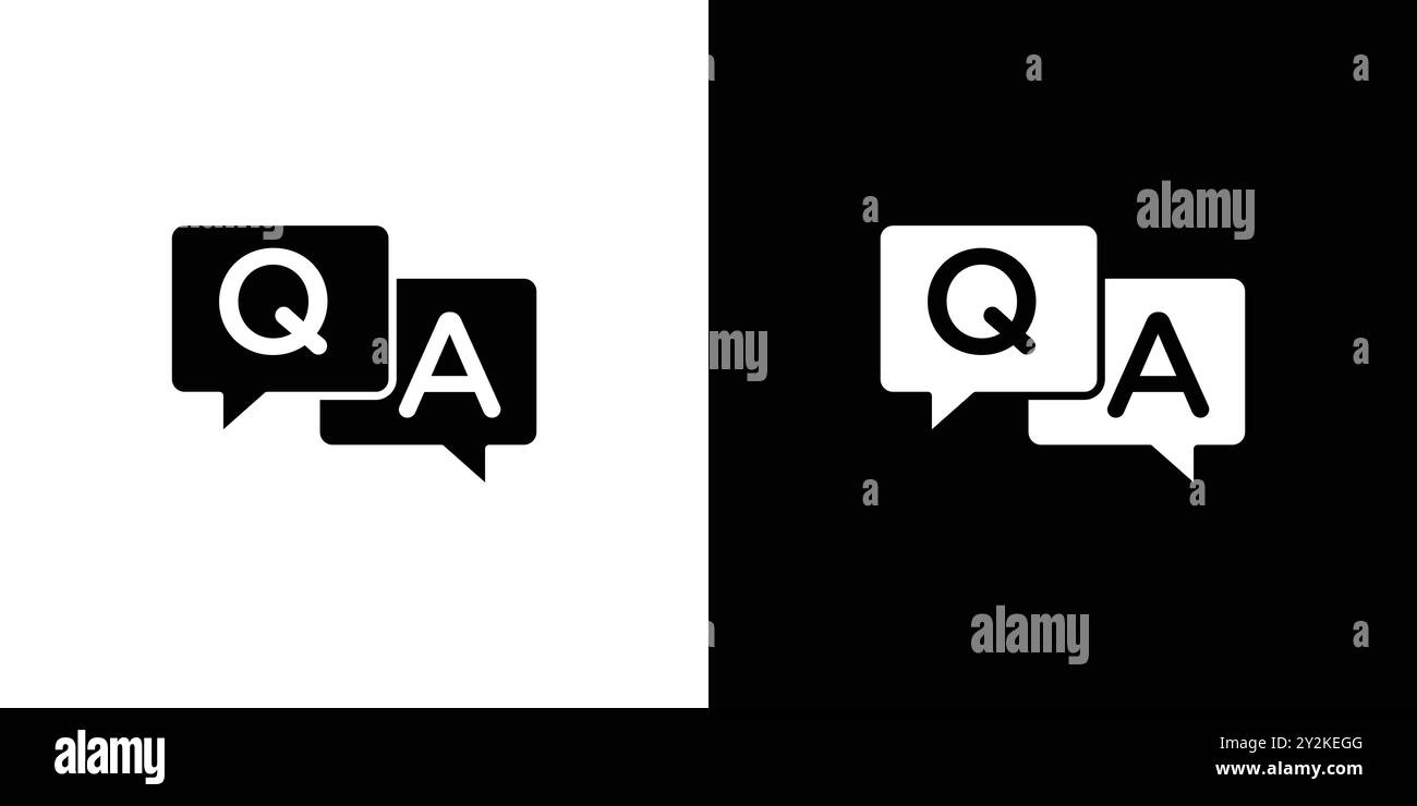 Questions and answers icon linear logo mark set collection in black and ...