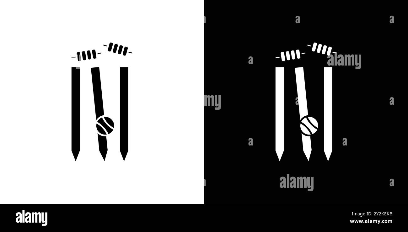 Wicket Stump icon linear logo mark set collection in black and white for web Stock Vector Image ...