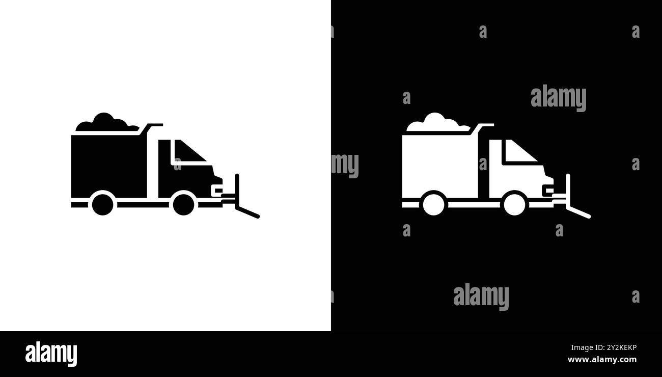 Snowplow icon linear logo mark set collection in black and white for ...
