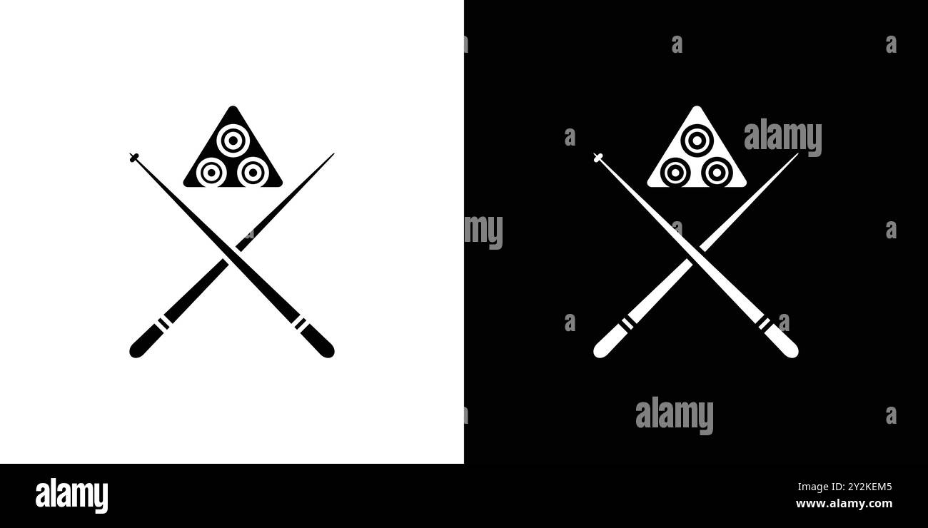 Snooker icon linear logo mark set collection in black and white for web ...