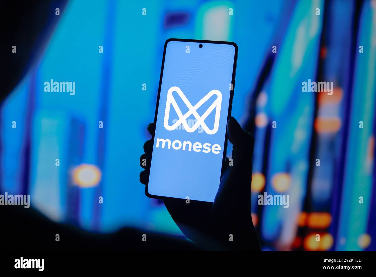 In this photo illustration, the Monese logo is displayed on a ...