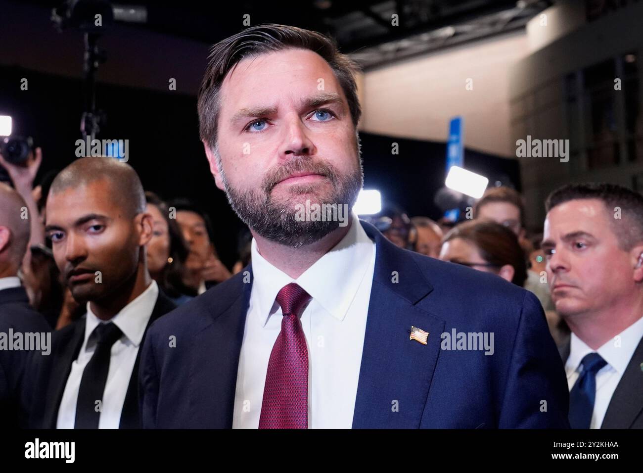 Republican vice presidential nominee Sen. JD Vance, R-Ohio, speaks to ...
