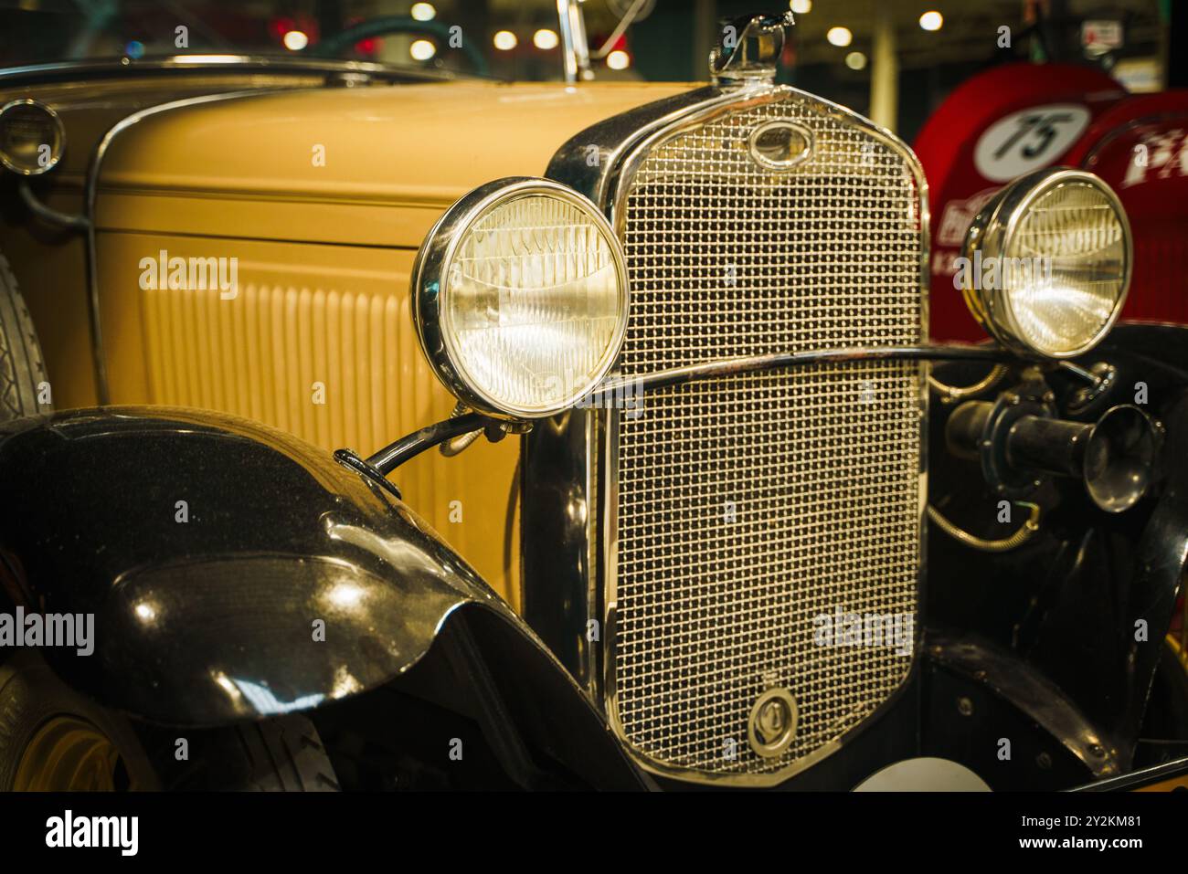 Front View of a Classic Vintage Car with Round Headlights. High quality ...