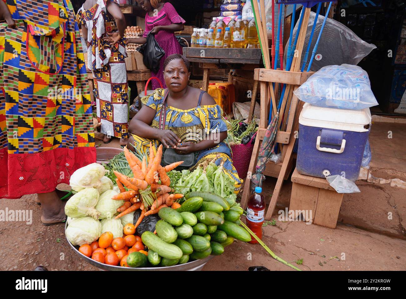 A woman sells vegetables at a market in Bangui, Central African Republic, on March 11, 2024. (AP ...
