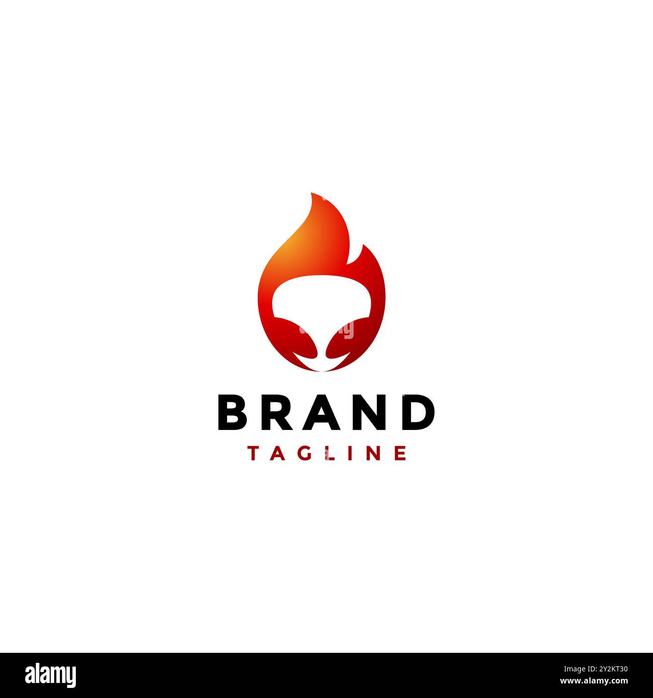 Fiery Alien Head Silhouette Logo Design. Alien Head With Blazing Fire ...