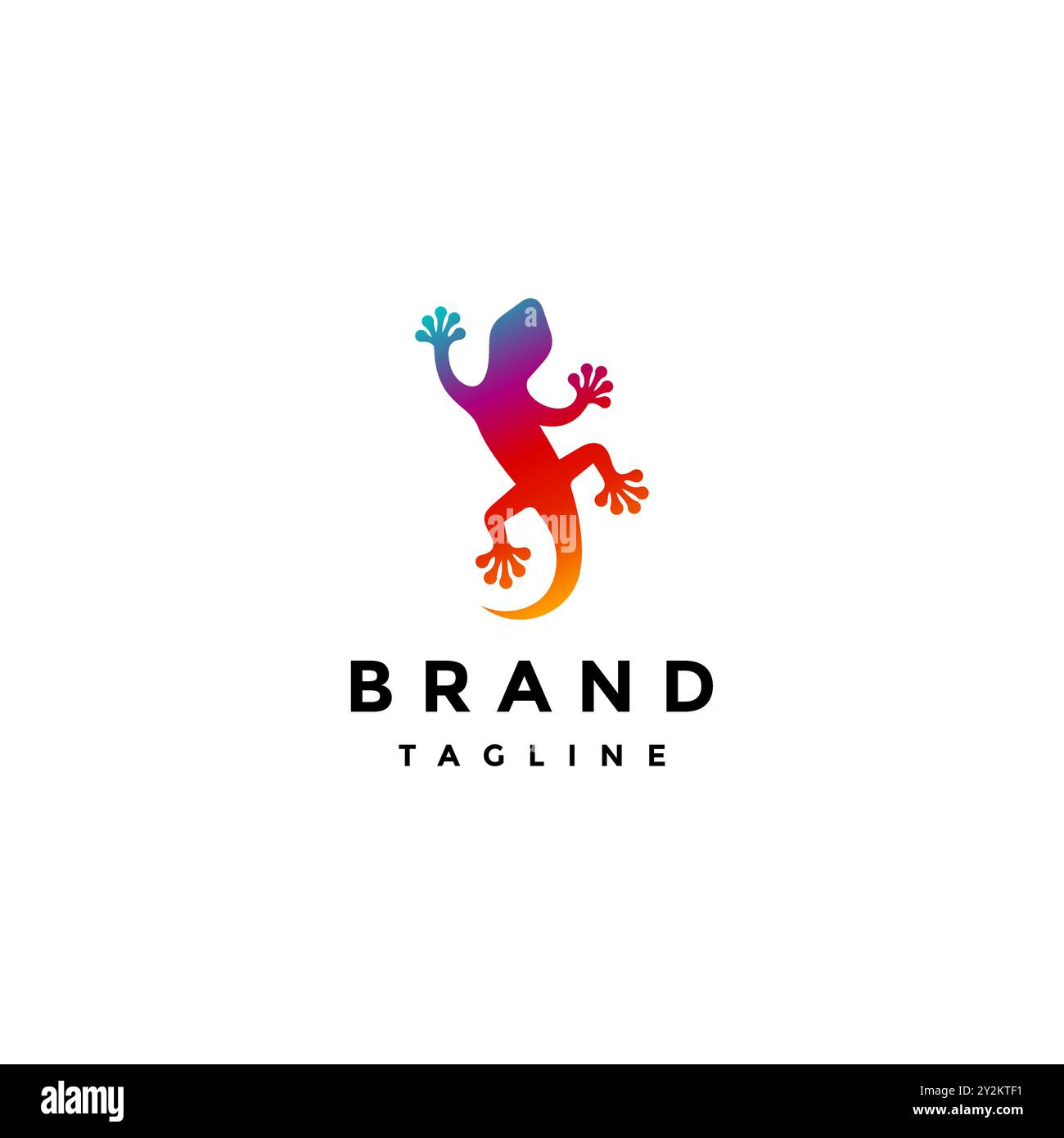 Colorful Lizards Crawling Up Logo Design. Colored Silhouette Of Gecko ...