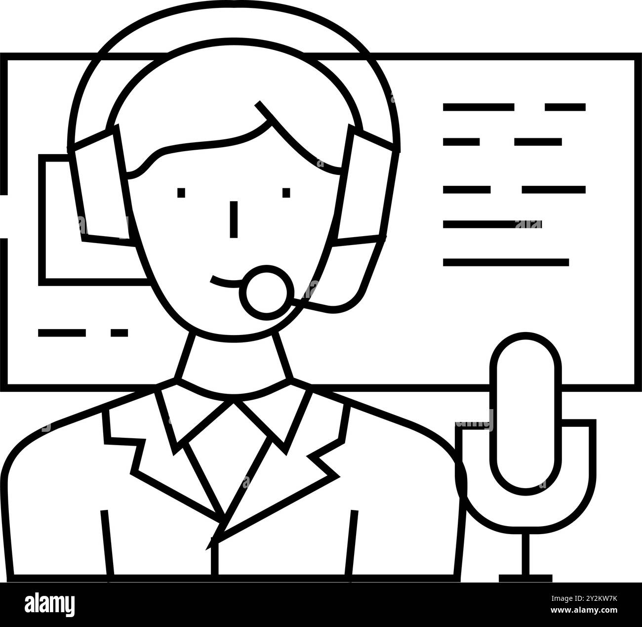 commentator news media line icon vector illustration Stock Vector Image ...