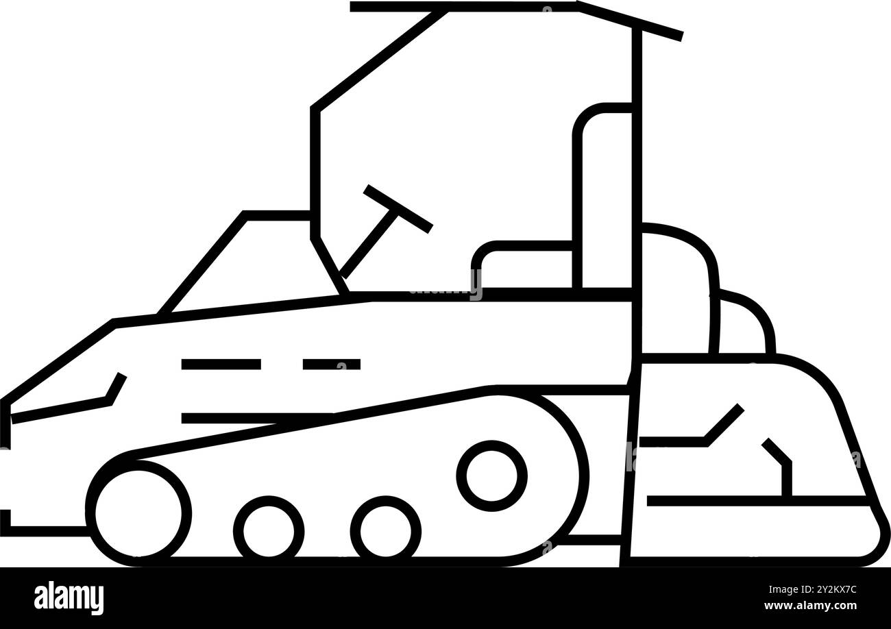 paving machine civil engineer line icon vector illustration Stock ...