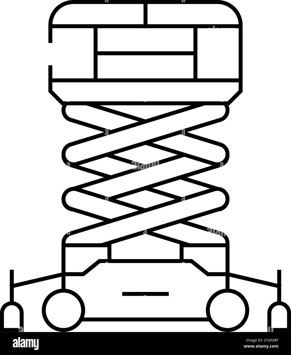 hydraulic lift platform civil engineer line icon vector illustration ...