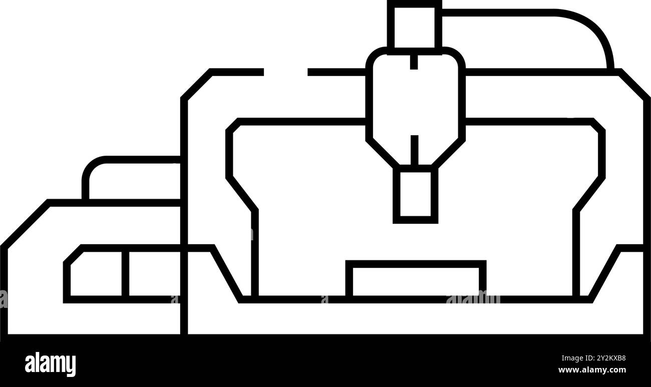 cnc machine tool work line icon vector illustration Stock Vector Image ...