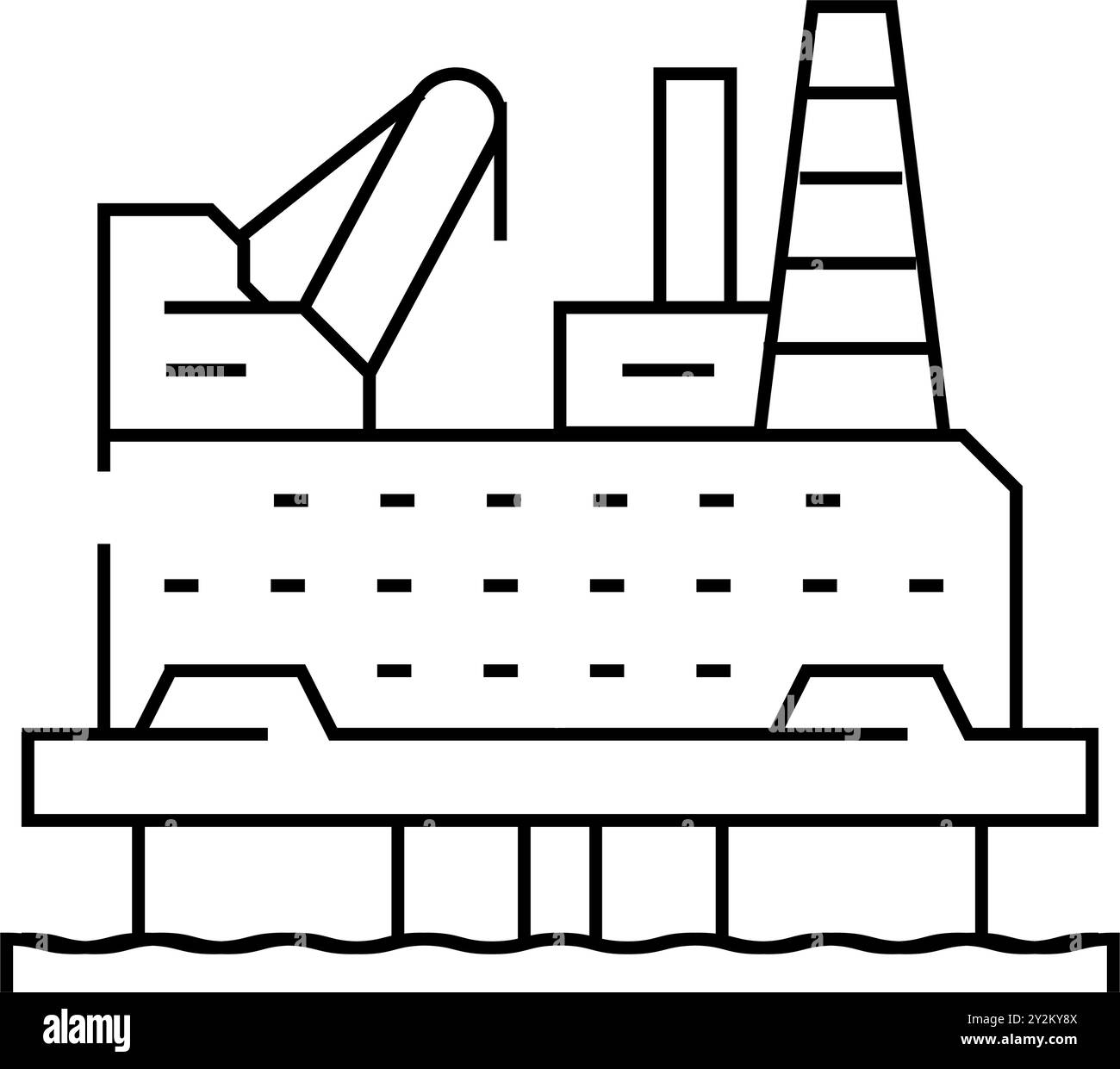 oil rig platform petroleum engineer line icon vector illustration Stock ...