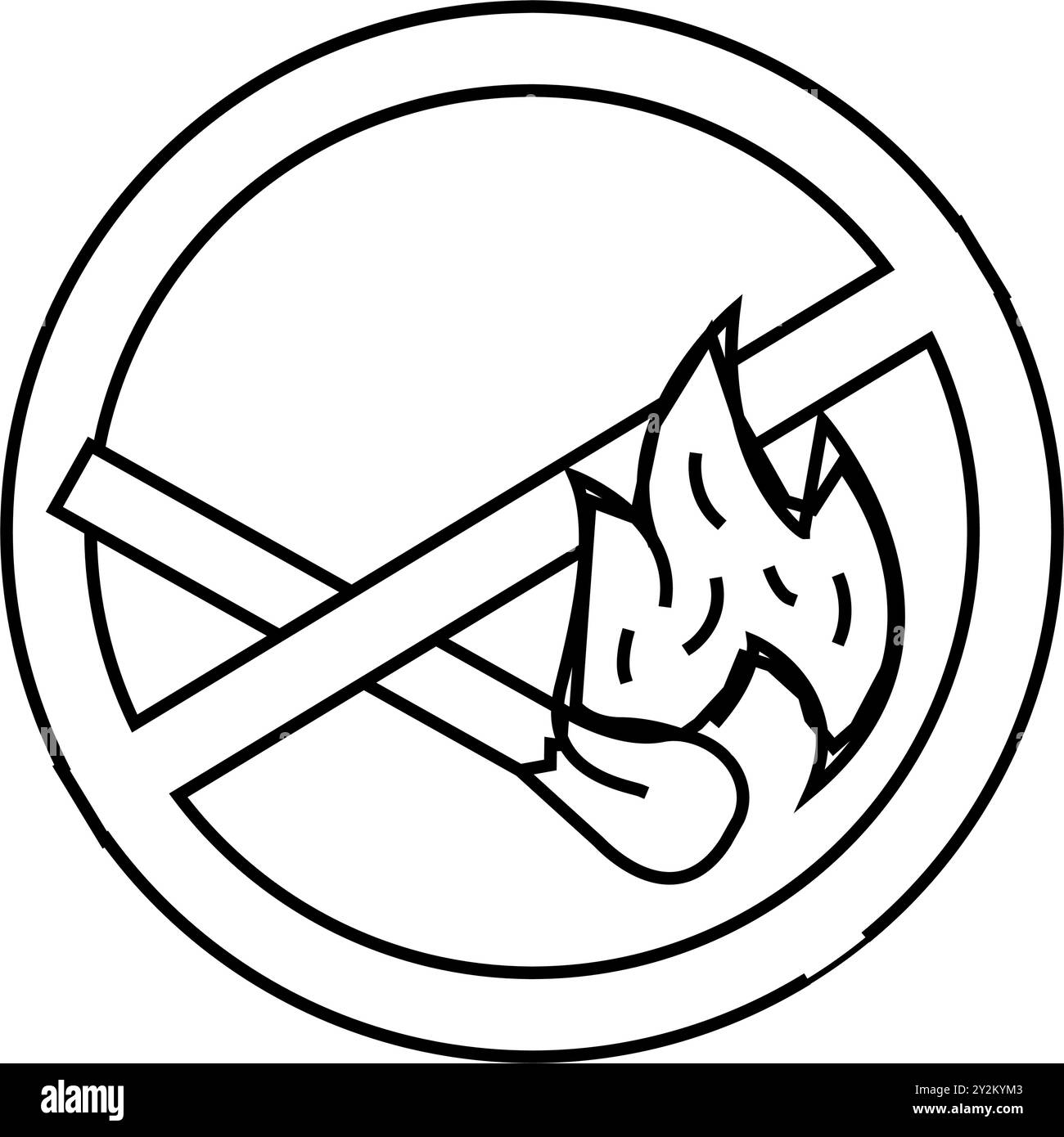 no open fire lighted match emergency line icon vector illustration ...
