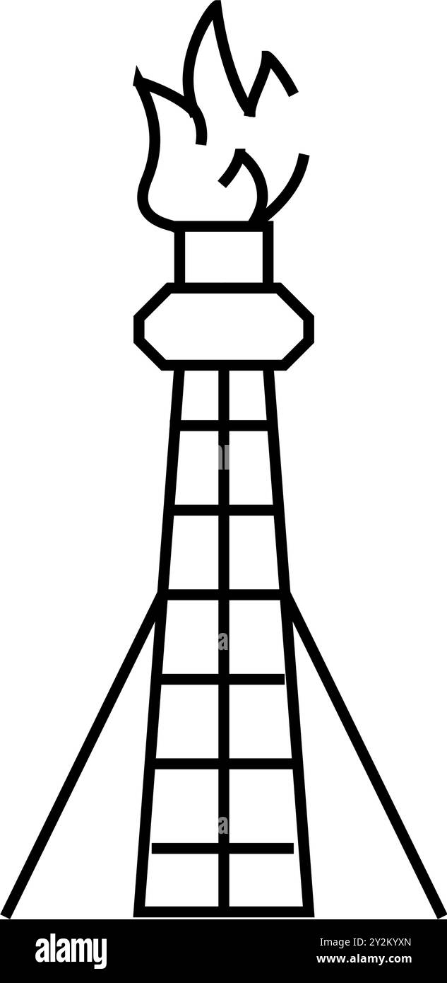 gas flaring petroleum engineer line icon vector illustration Stock ...