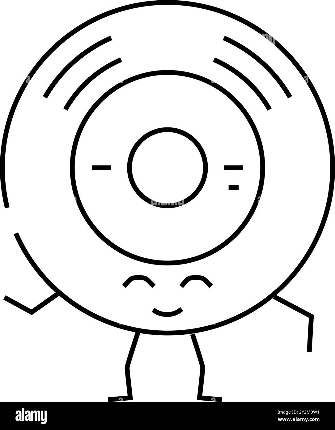 vinyl disc character retro music line icon vector illustration Stock ...