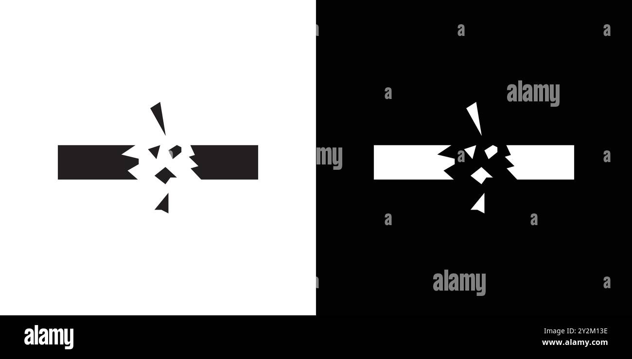 Breaking icon Black line art vector in black and white outline set ...