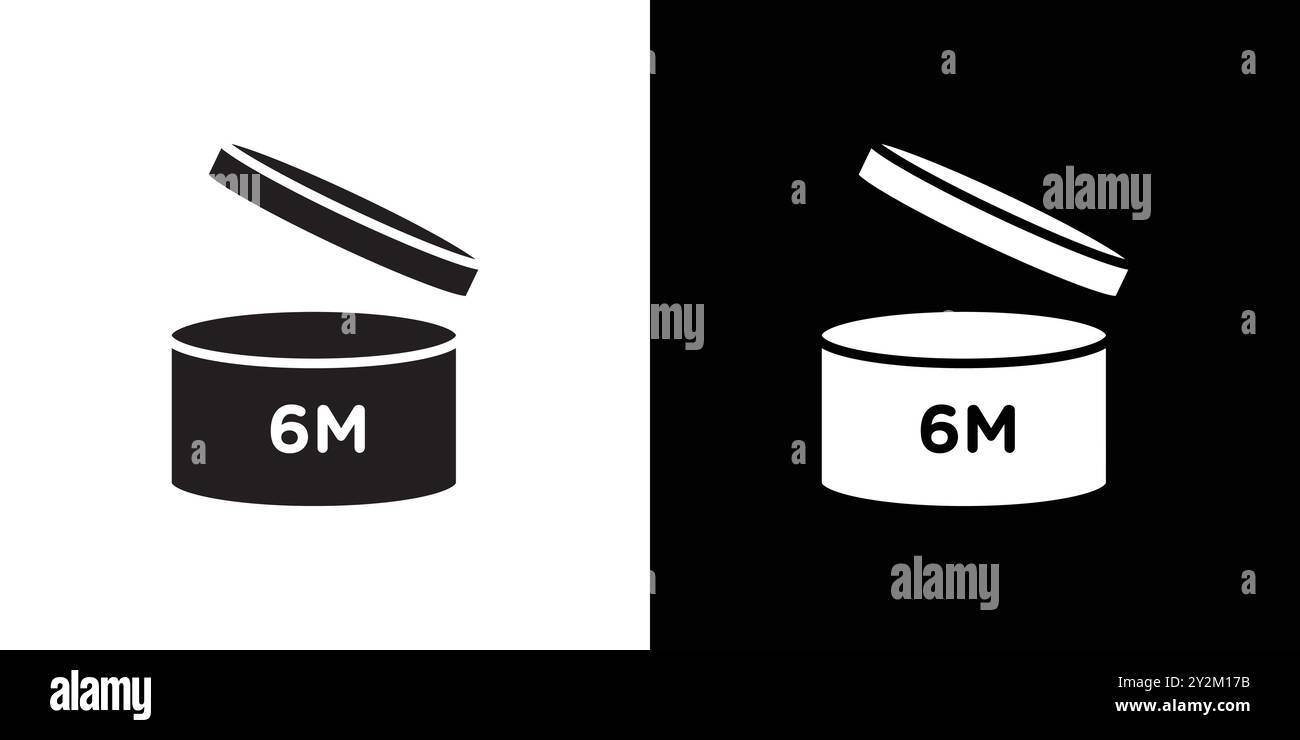 6 months PAO icon Black line art vector in black and white outline set ...