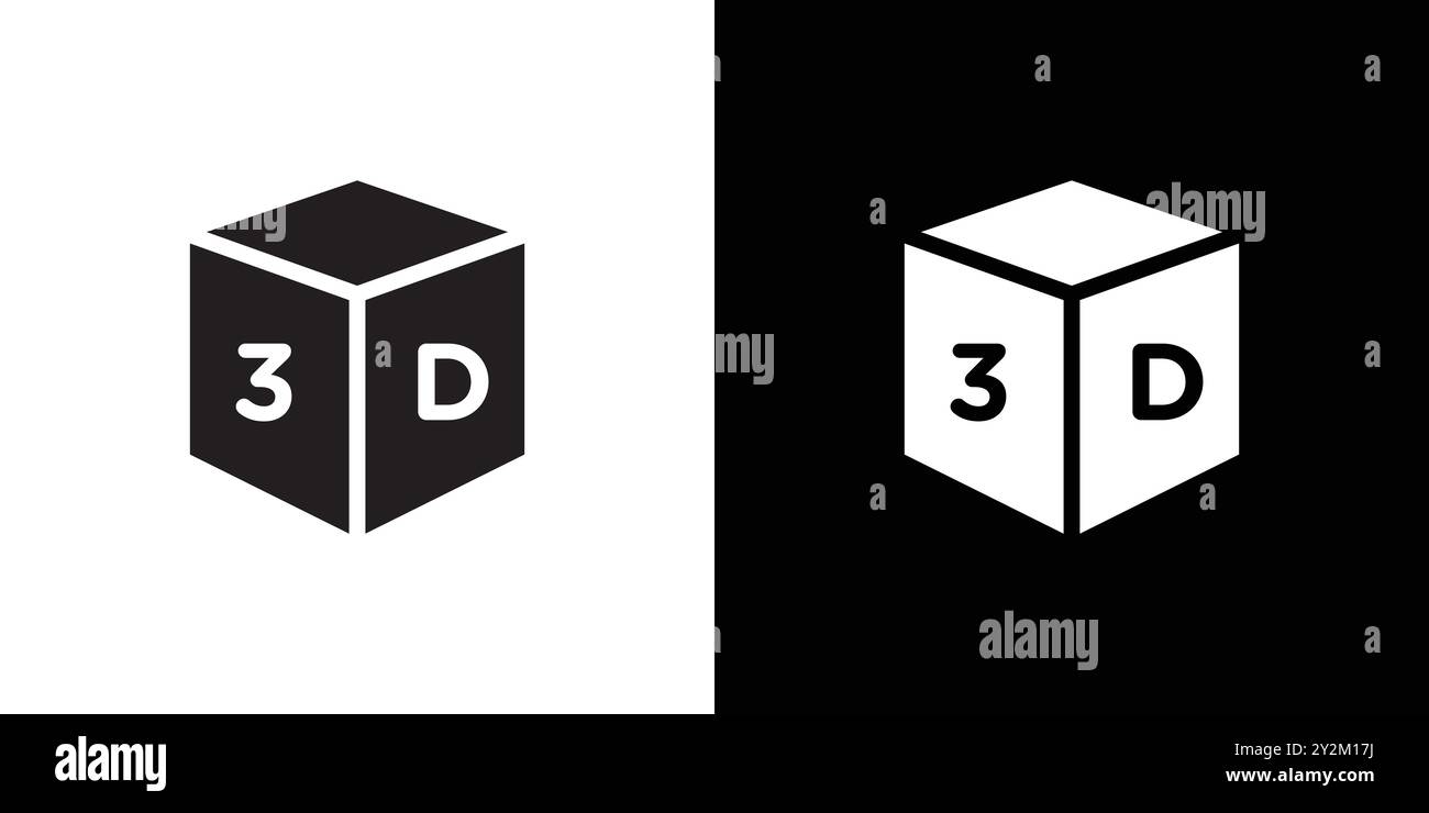 3D icon Black line art vector in black and white outline set collection ...