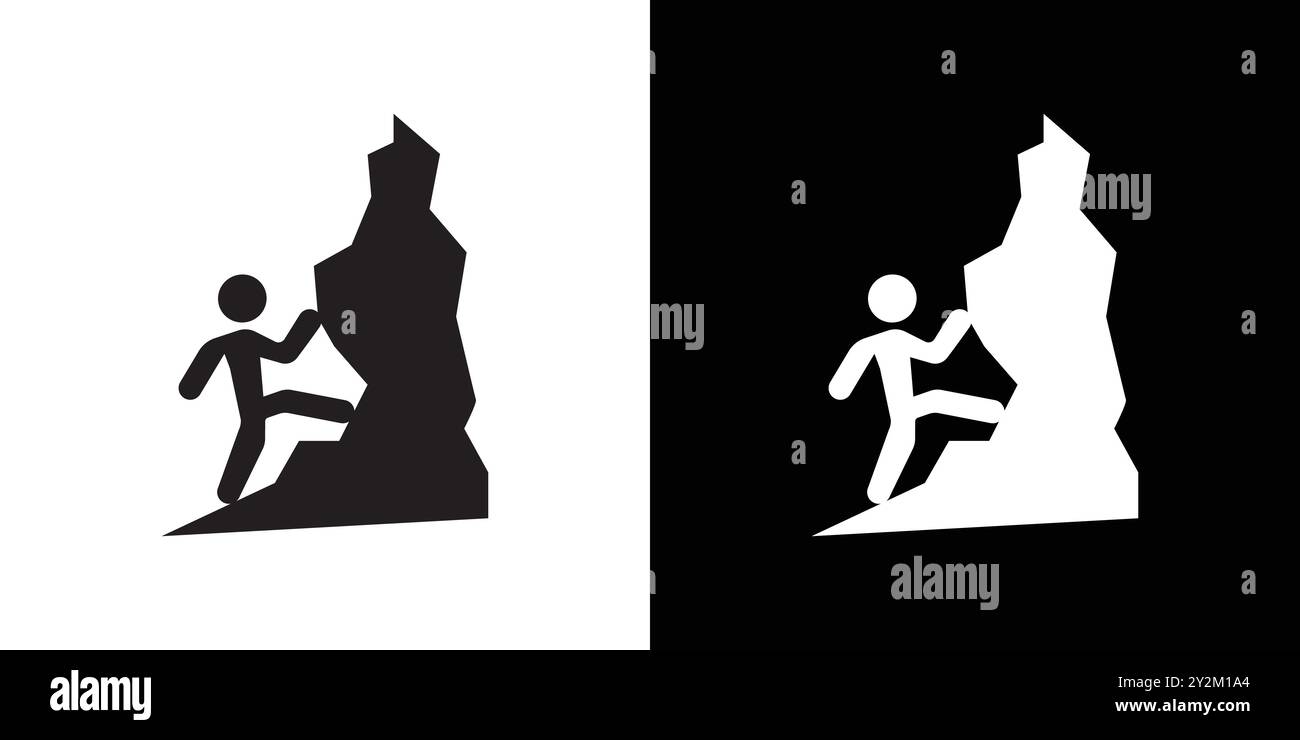 Climbing icon Black line art vector in black and white outline set ...