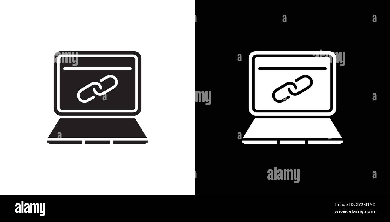 Backlink icon Black line art vector in black and white outline set ...