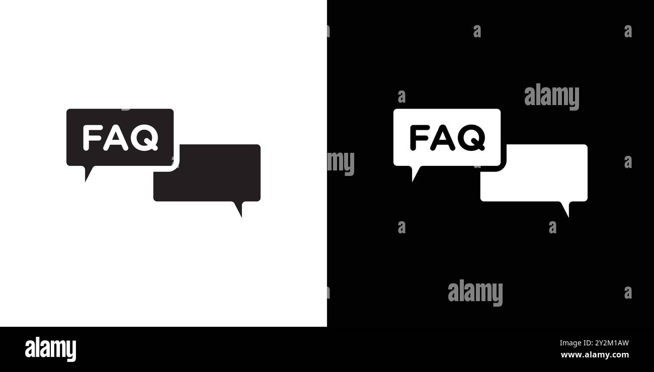FAQ icon Black line art vector in black and white outline set ...