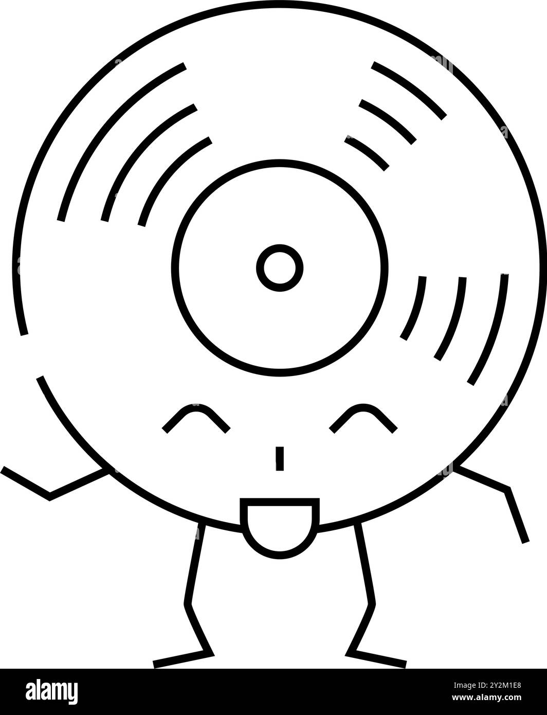 vinyl disc music retro character line icon vector illustration Stock ...