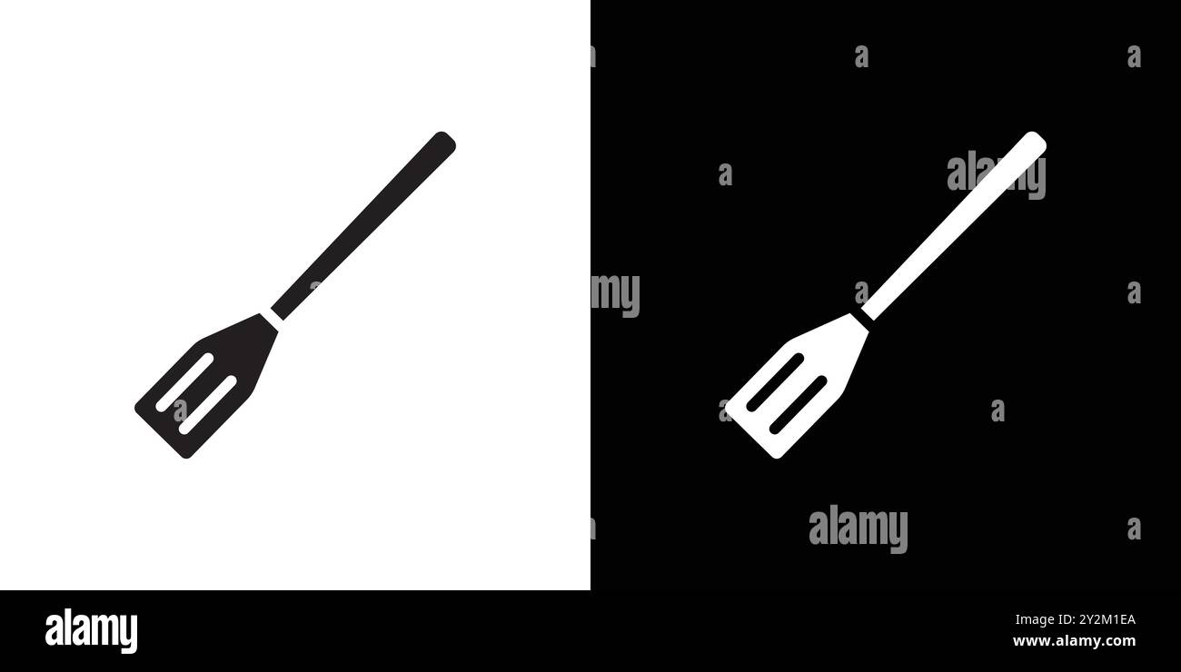 Cooking spatula icon Black line art vector in black and white outline ...