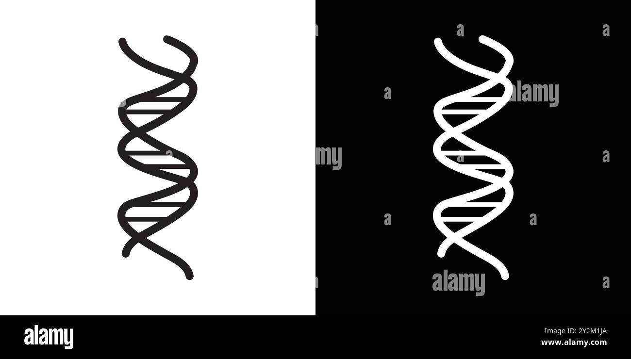 DNA icon Black line art vector in black and white outline set ...