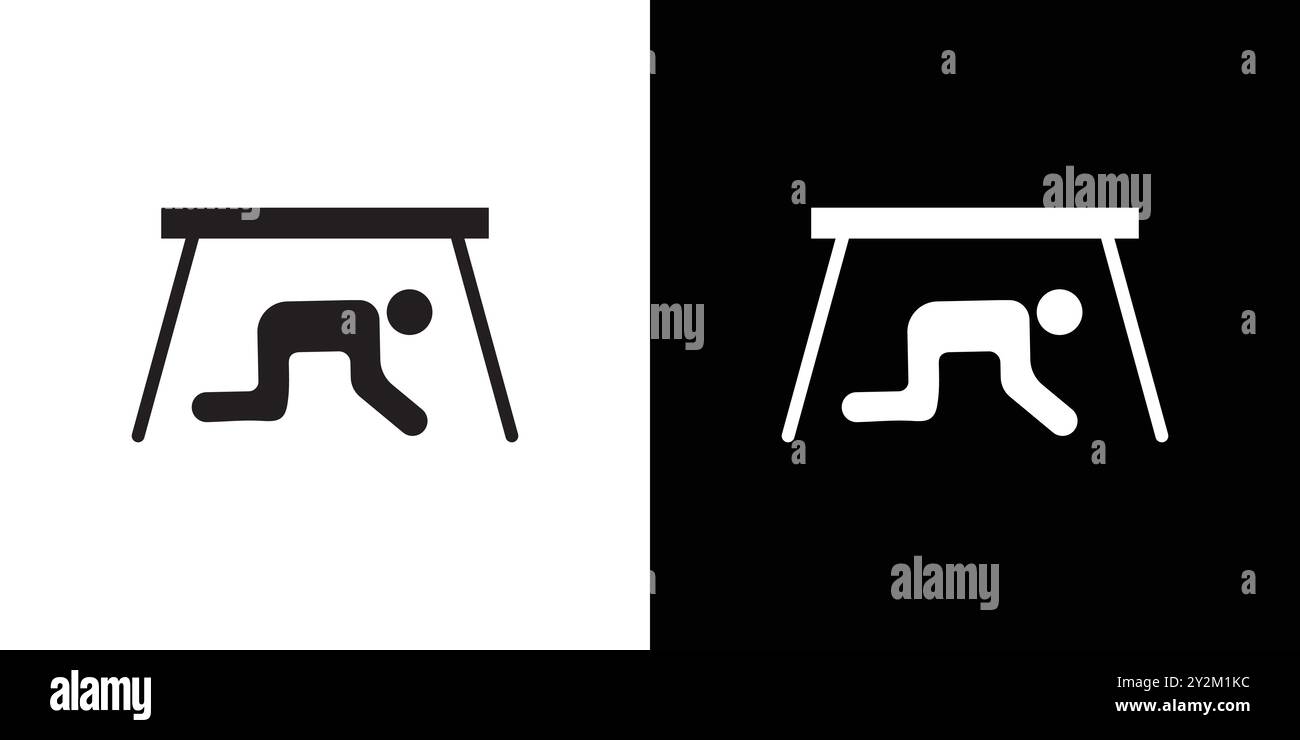 Earthquake safety place icon Black line art vector in black and white ...