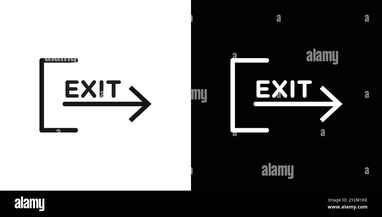 Emergency exit icon Black line art vector in black and white outline ...