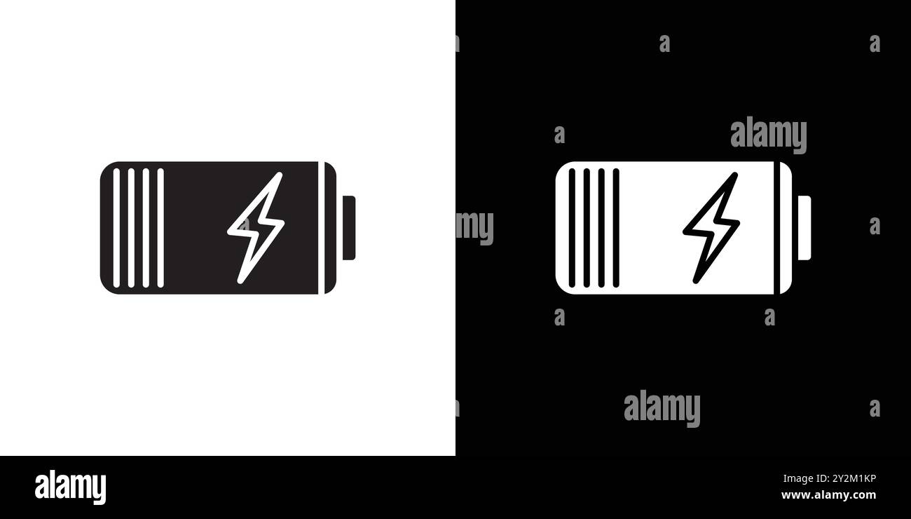 Charging battery icon Black line art vector in black and white outline ...