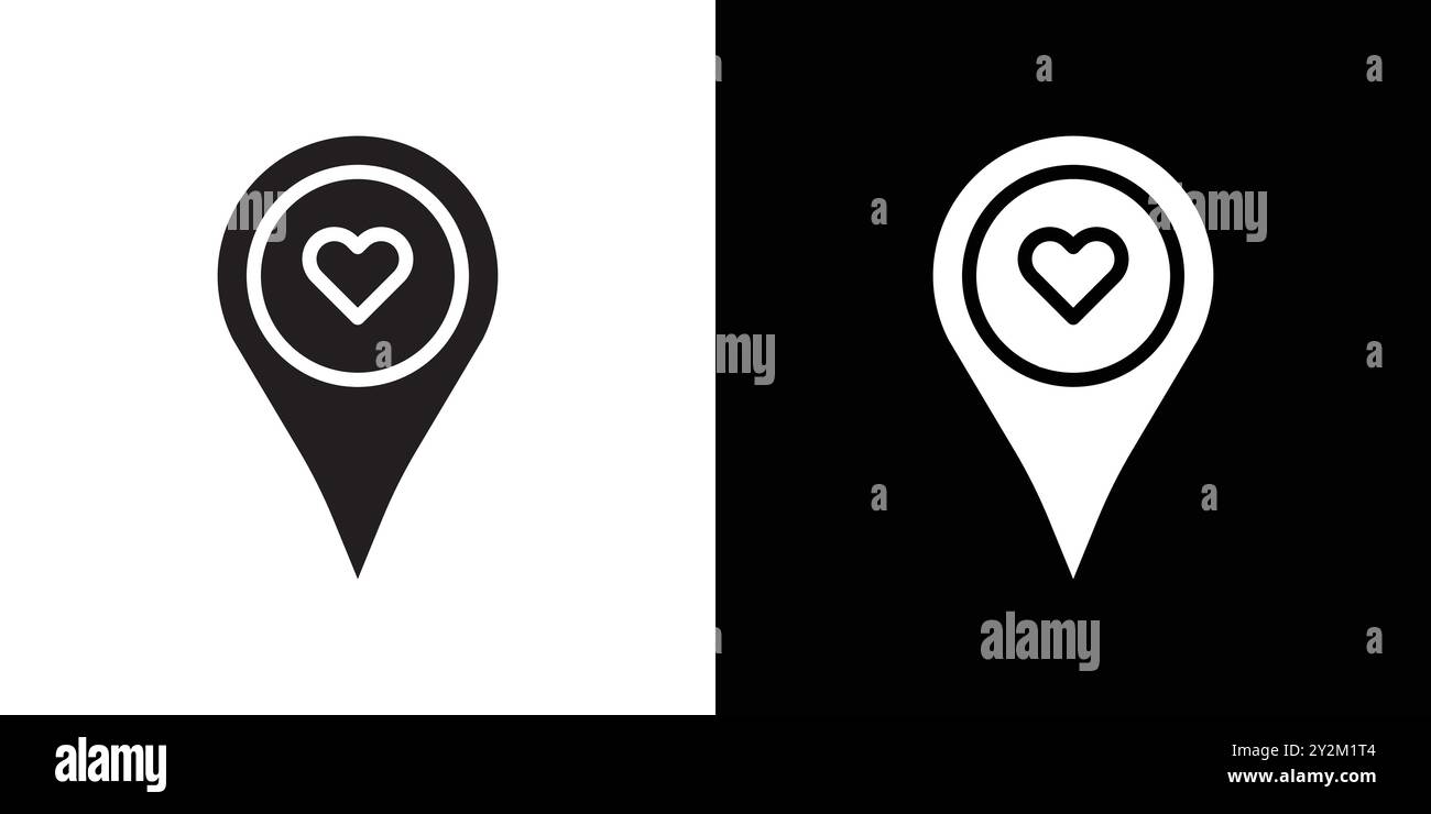 Favorite place icon Black line art vector in black and white outline ... Favorite place icon Black line art vector in black and white outline ...