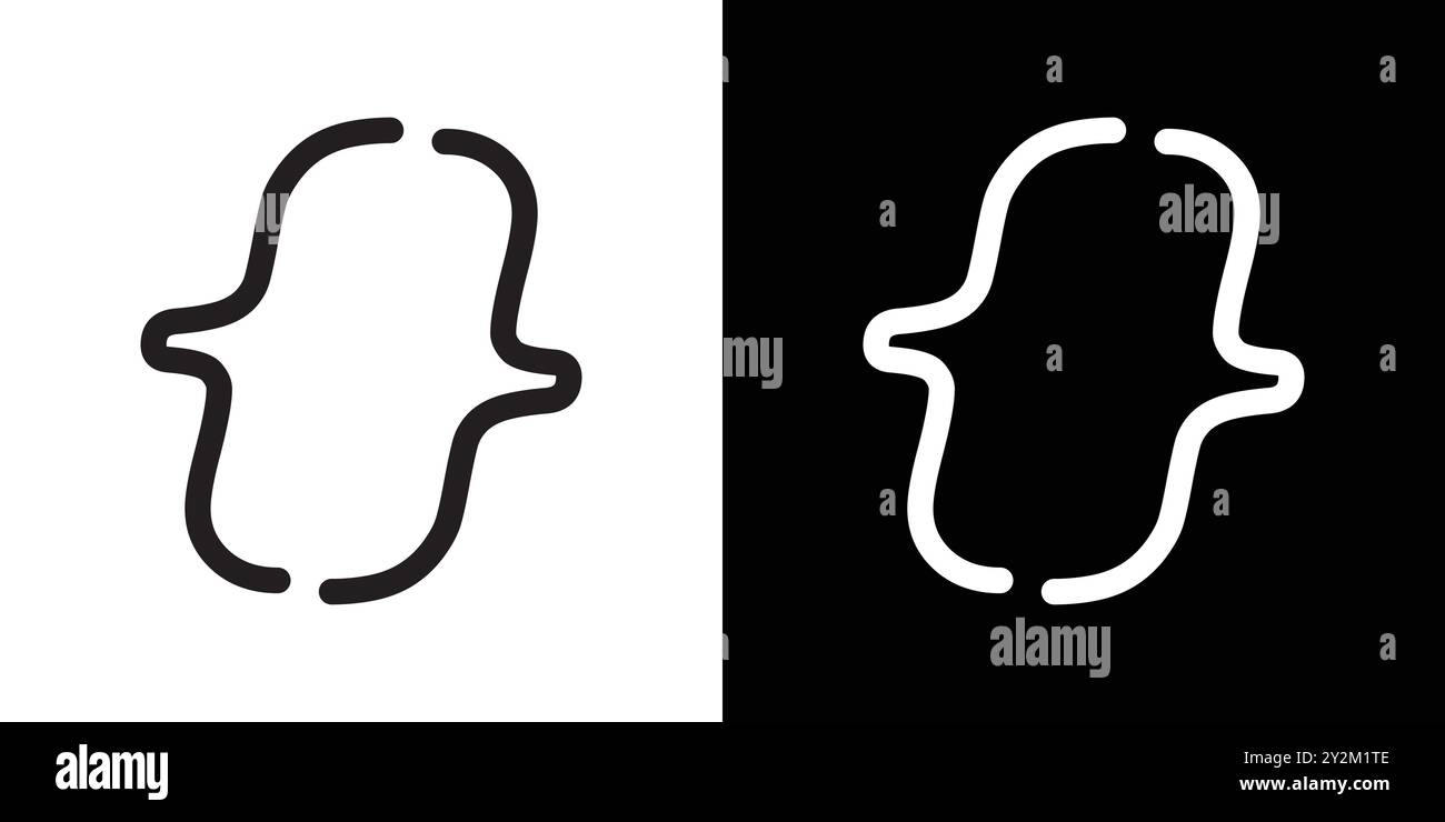 Font brackets icon Black line art vector in black and white outline set ...