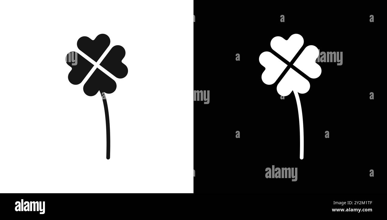Clover icon Black line art vector in black and white outline set ...