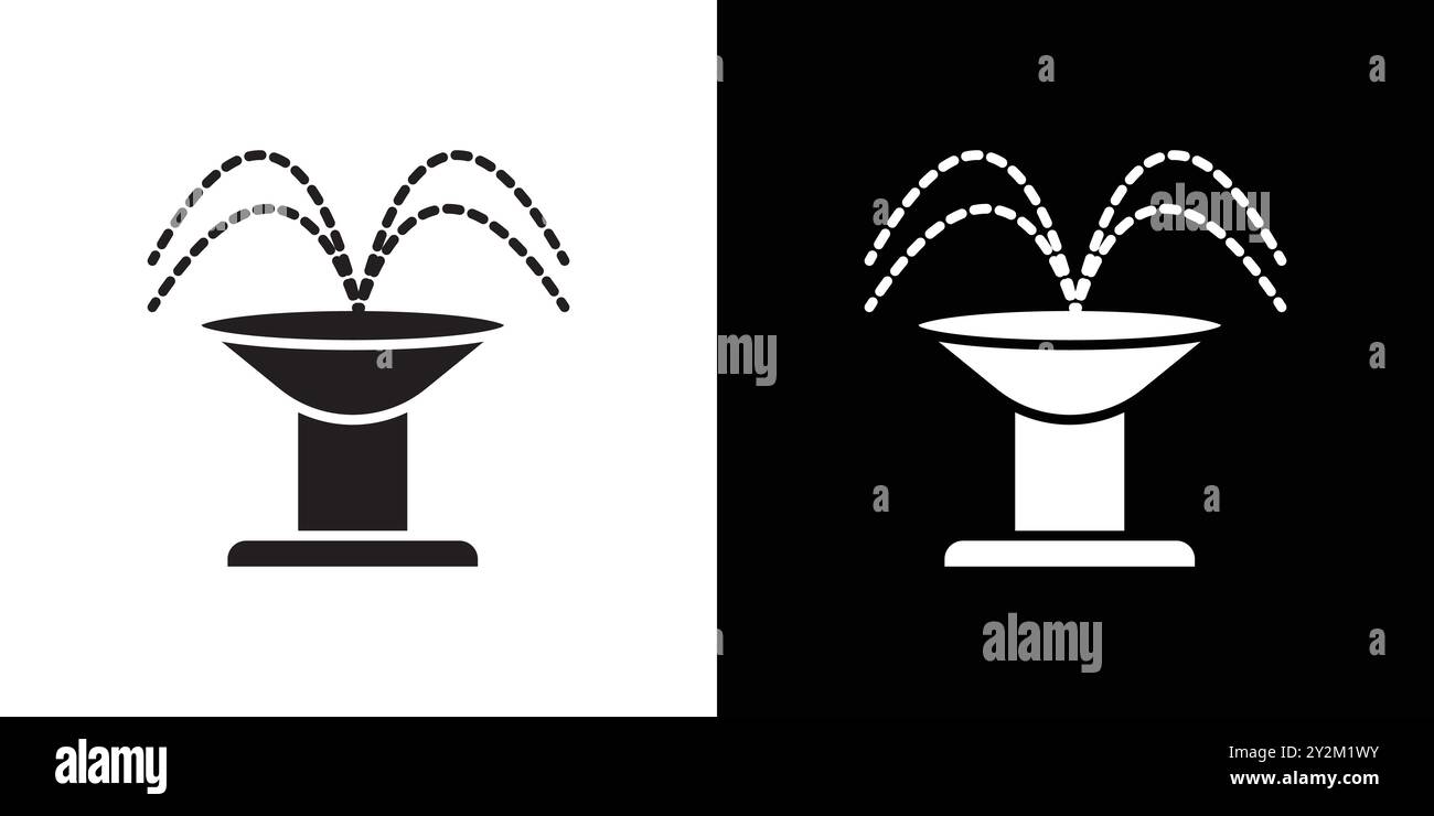 Fountain icon Black line art vector in black and white outline set ...