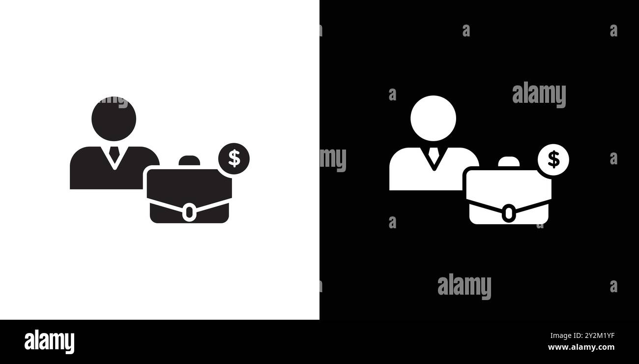 Career, job and work icon Black line art vector in black and white ...