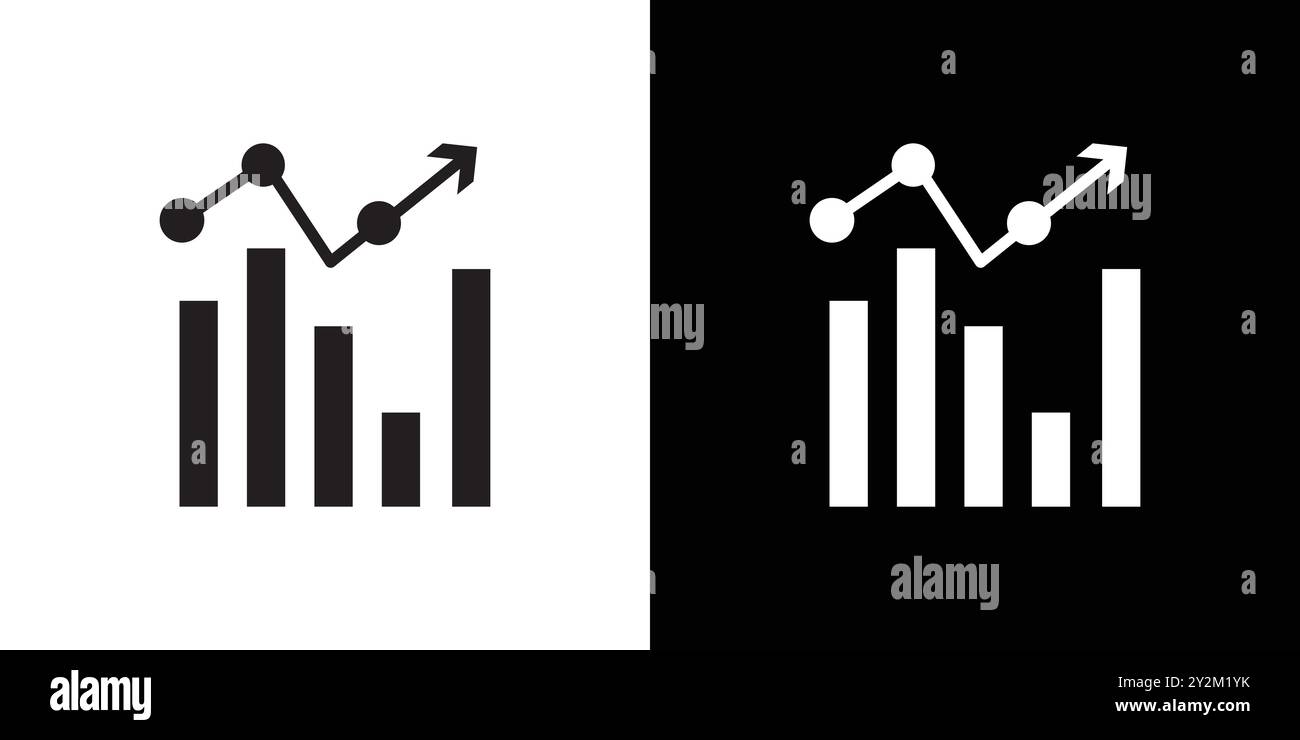 Chart icon Black line art vector in black and white outline set ...