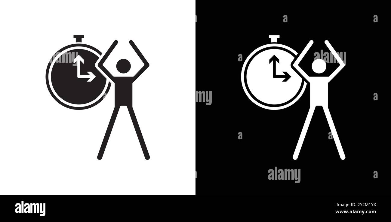 exercise time icon Black line art vector in black and white outline set ...