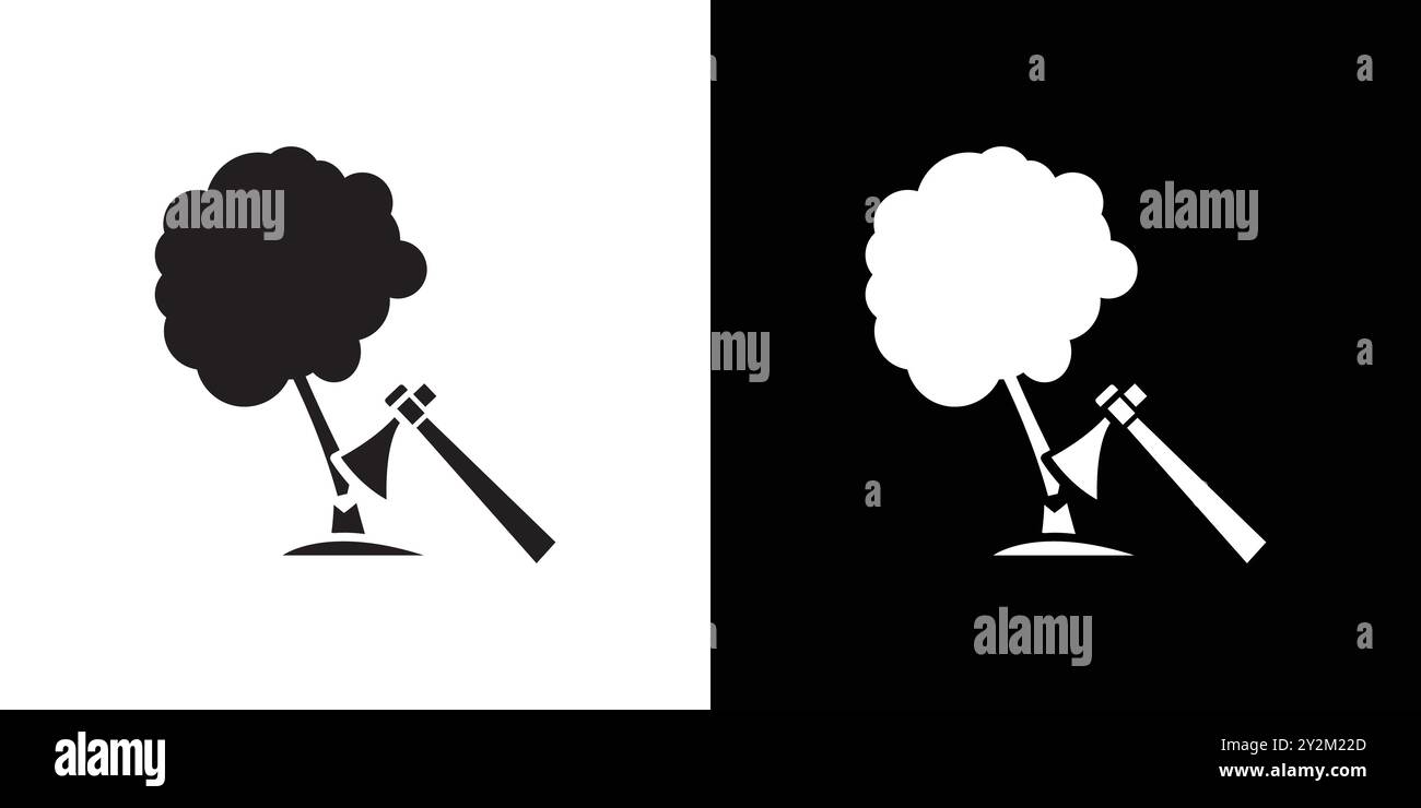 Destruction of forests icon Black line art vector in black and white ...