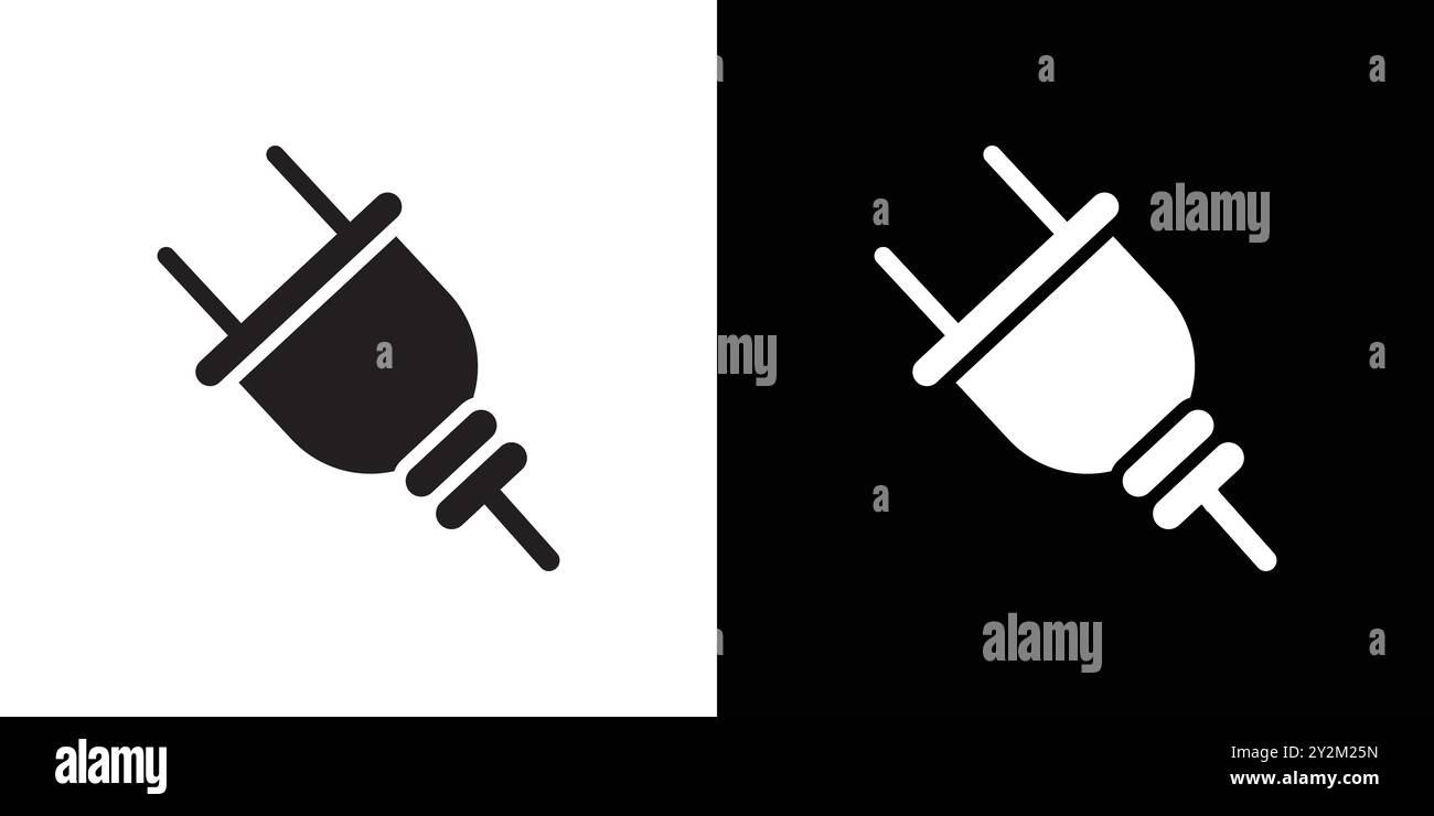 Electrical plug icon Black line art vector in black and white outline ...