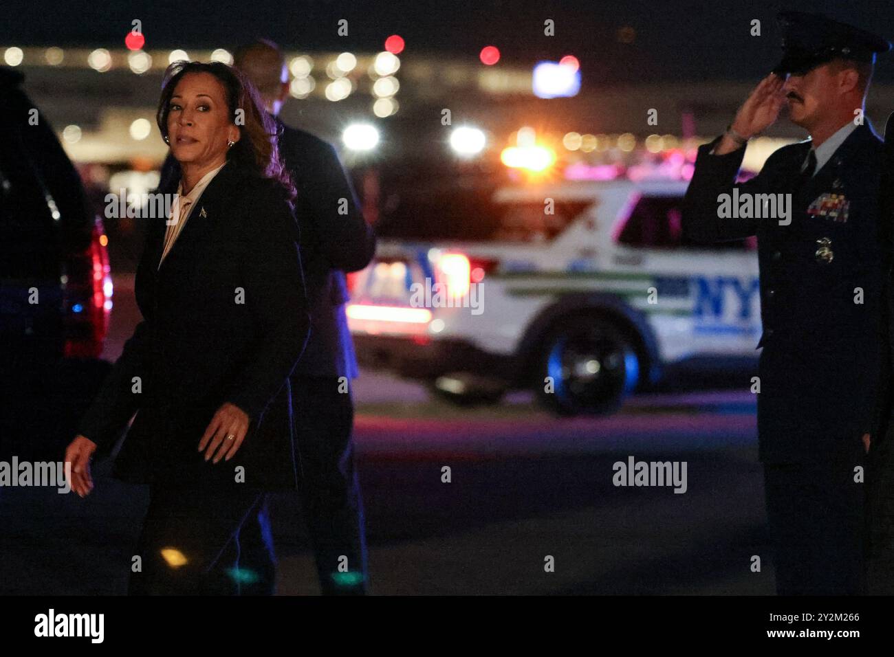 Democratic presidential nominee Vice President Kamala Harris arrives at ...